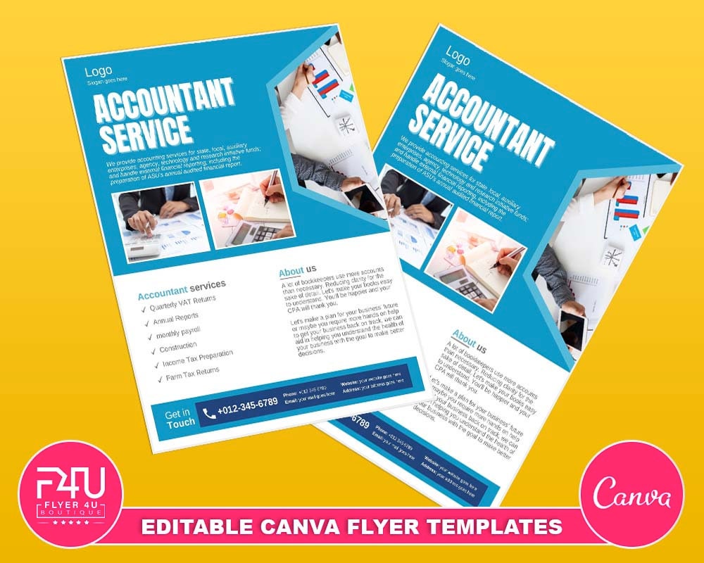 Accountant Flyer, DIY Canva Accountant Flyer Template 2022, Editable US ...