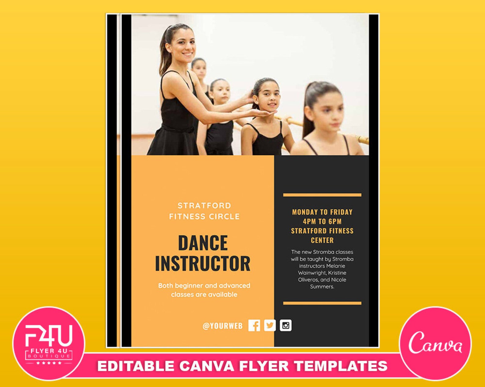 Dance Instructor Flyer, DIY Canva Dance Instructor Flyer Template 2022 ...