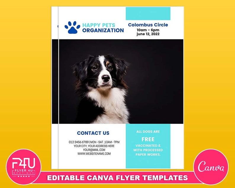Pet Adoption Flyer, DIY Canva Pet Adoption Flyer, Editable Canva US ...