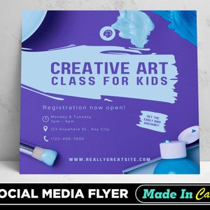 Creative Art Class Flyer, DIY Canva Creative Art Class Flyer Template ...