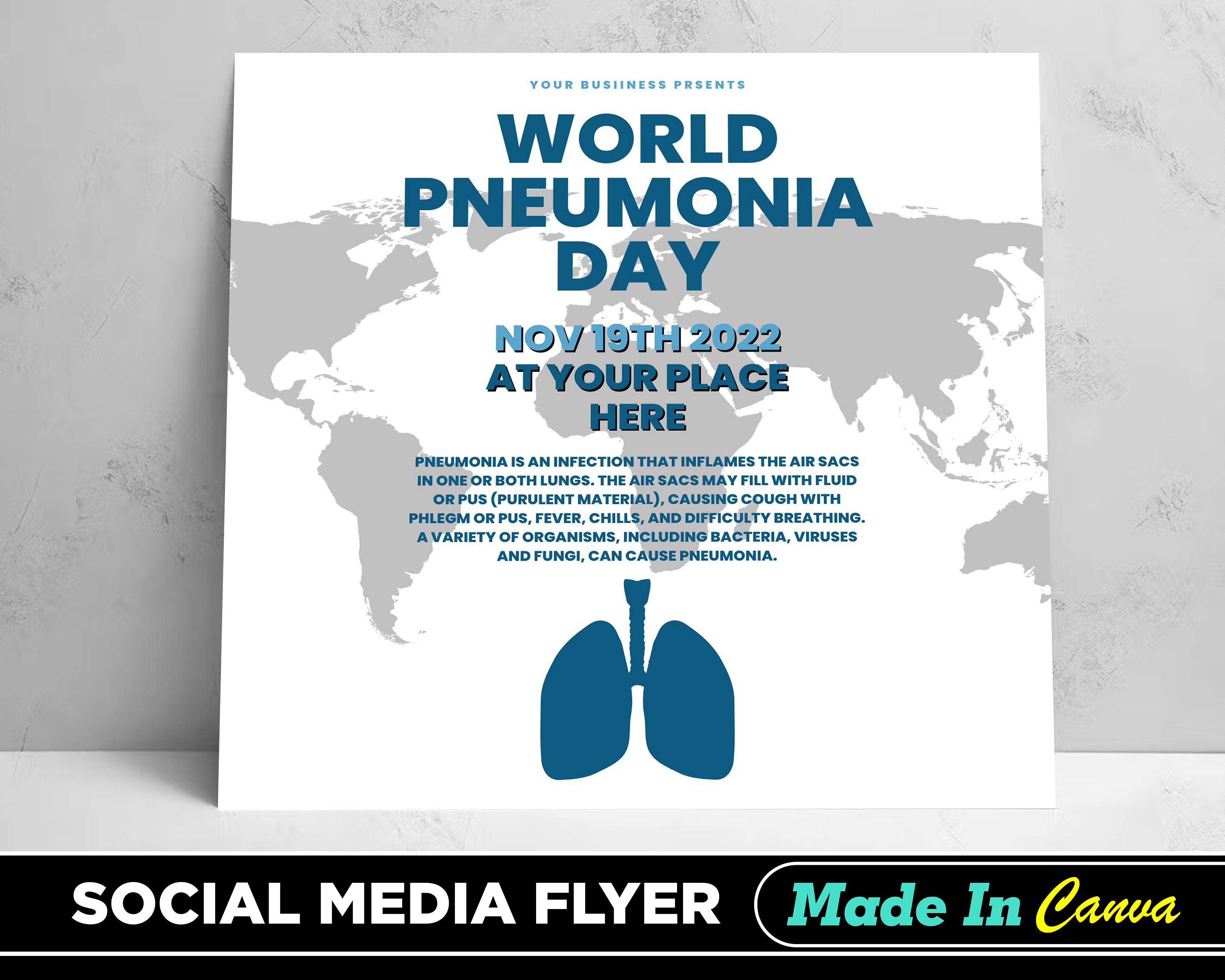 World Pneumonia Day Flyer, DIY Canva World Pneumonia Day Flyer Template ...