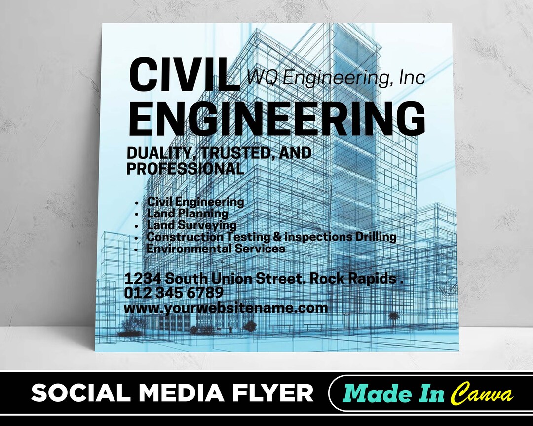 Civil Engineering Flyer, DIY Canva Civil Engineering Flyer Template ...