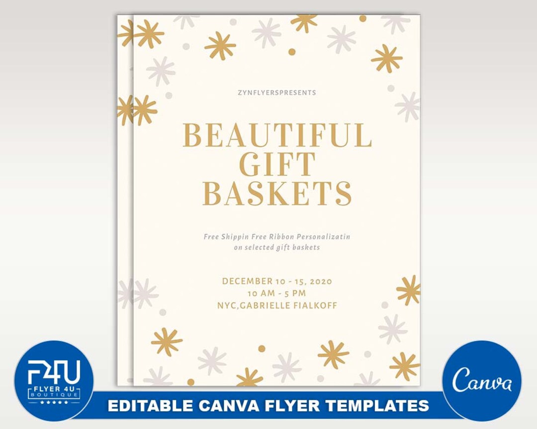 Gift Basket Flyer, DIY Canva Gift Basket Flyer Template 2022, Editable ...