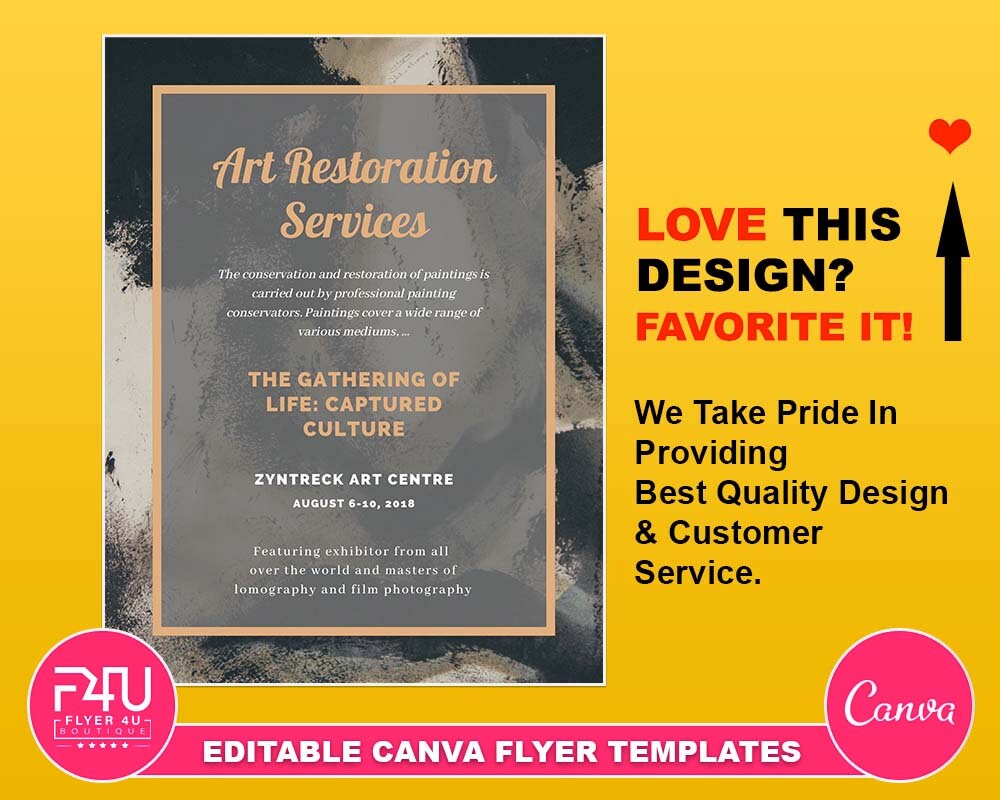 Art Restoration Flyer, DIY Canva Art Restoration Flyer Template 2022 ...