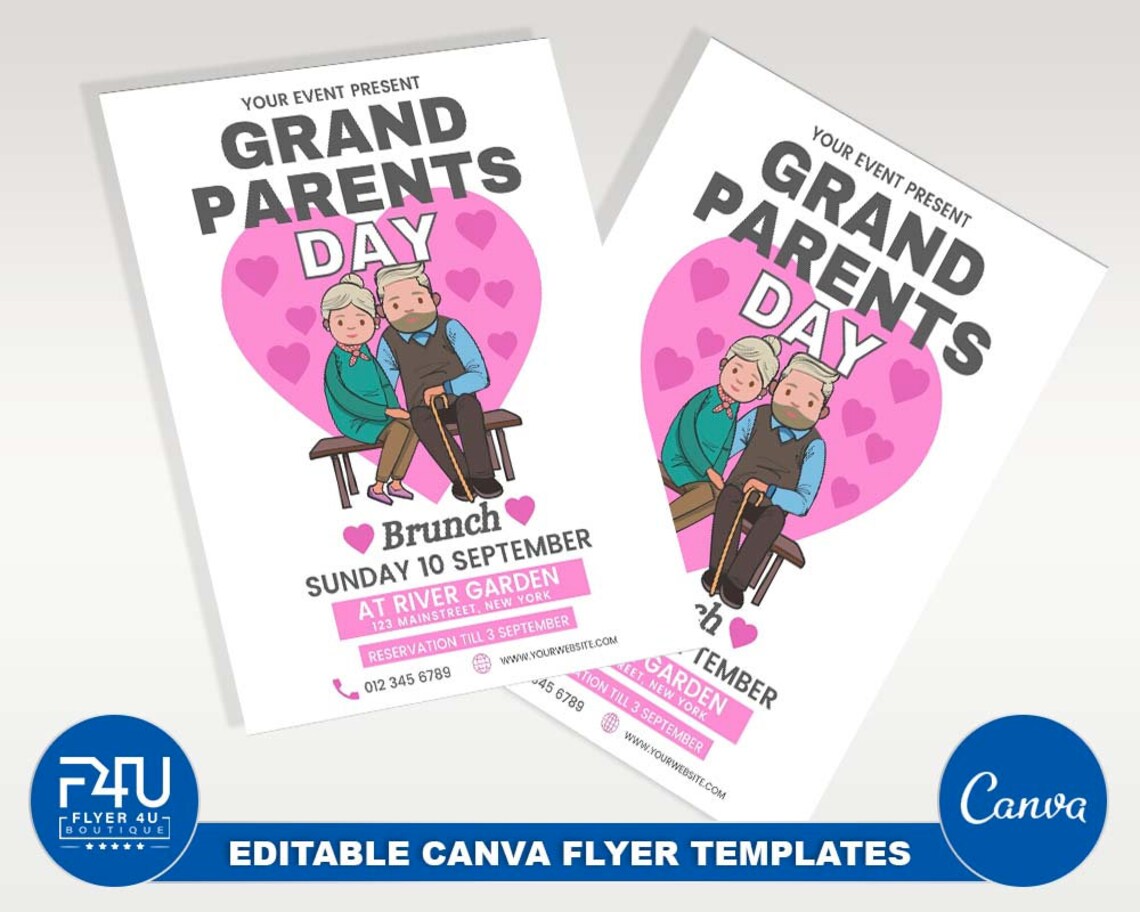 Grandparents Day Flyer DIY Canva Grandparents Day Flyer - Etsy