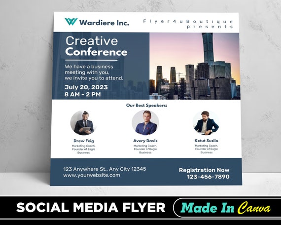 Creative Conference Flyer DIY Canva Creative Conference Flyer - Etsy