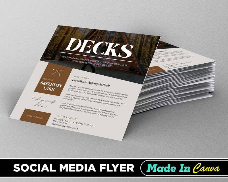 Decks Flyer, DIY Canva Decks Flyer Template, Editable Social Media ...