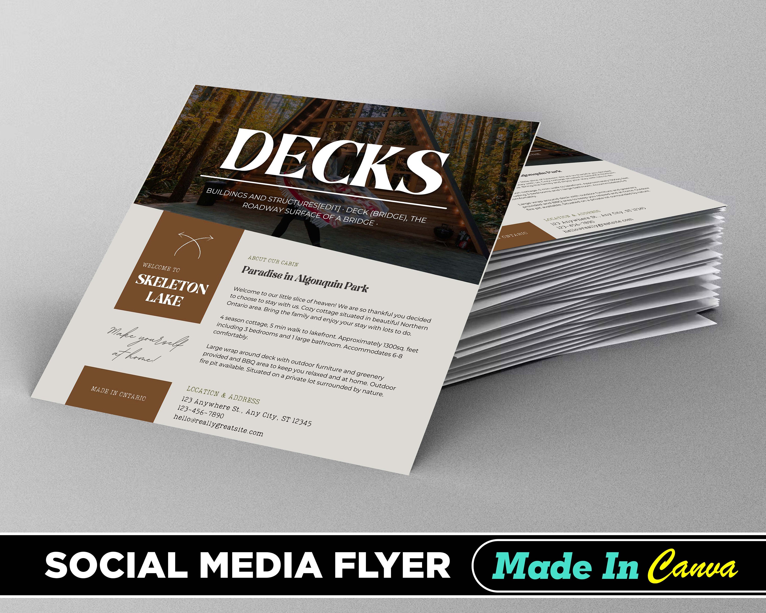 Decks Flyer, DIY Canva Decks Flyer Template, Editable Social Media ...