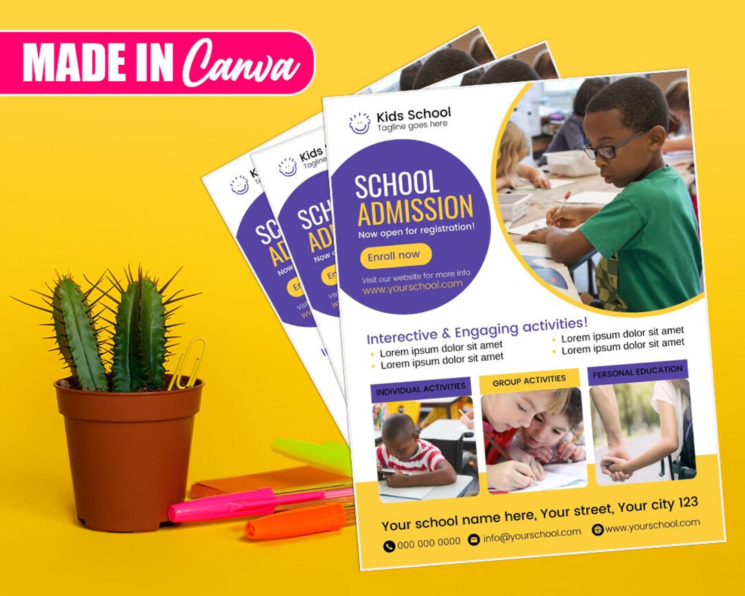 School Flyer, DIY Canva School Flyer Template 2022, Editable Canva US ...
