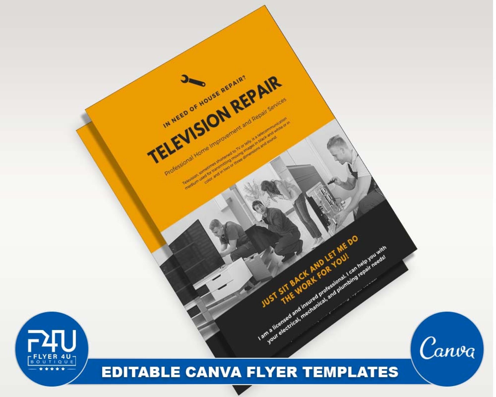 Television Repair Flyer DIY Canva Television Repair Flyer | Etsy