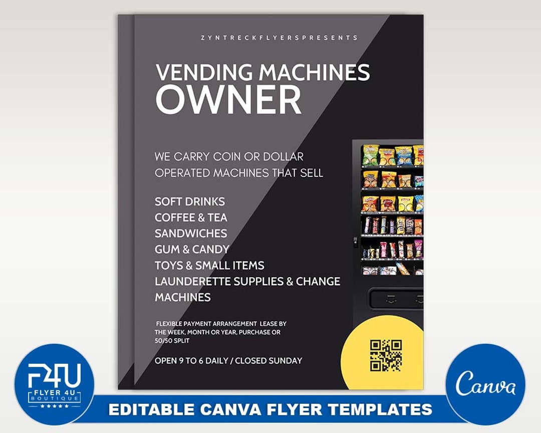 Vending Machine Flyer, DIY Canva Vending Machine Template 2022 ...