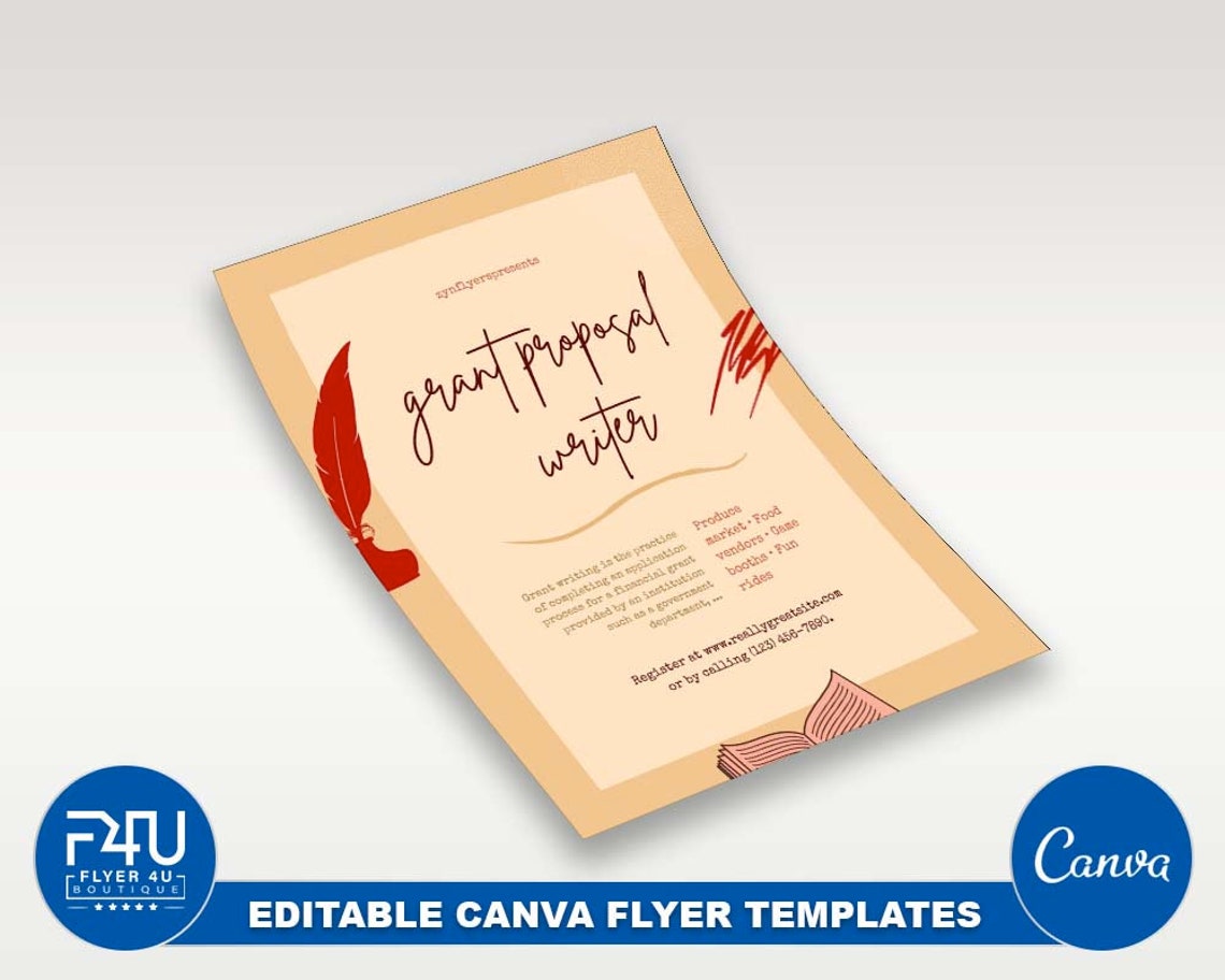 Grant Proposal Writer Flyer DIY Canva Grant Proposal Writer | Etsy