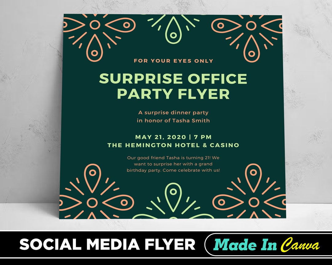 Surprise Office Party Flyer, DIY Canva Surprise Office Party Flyer ...