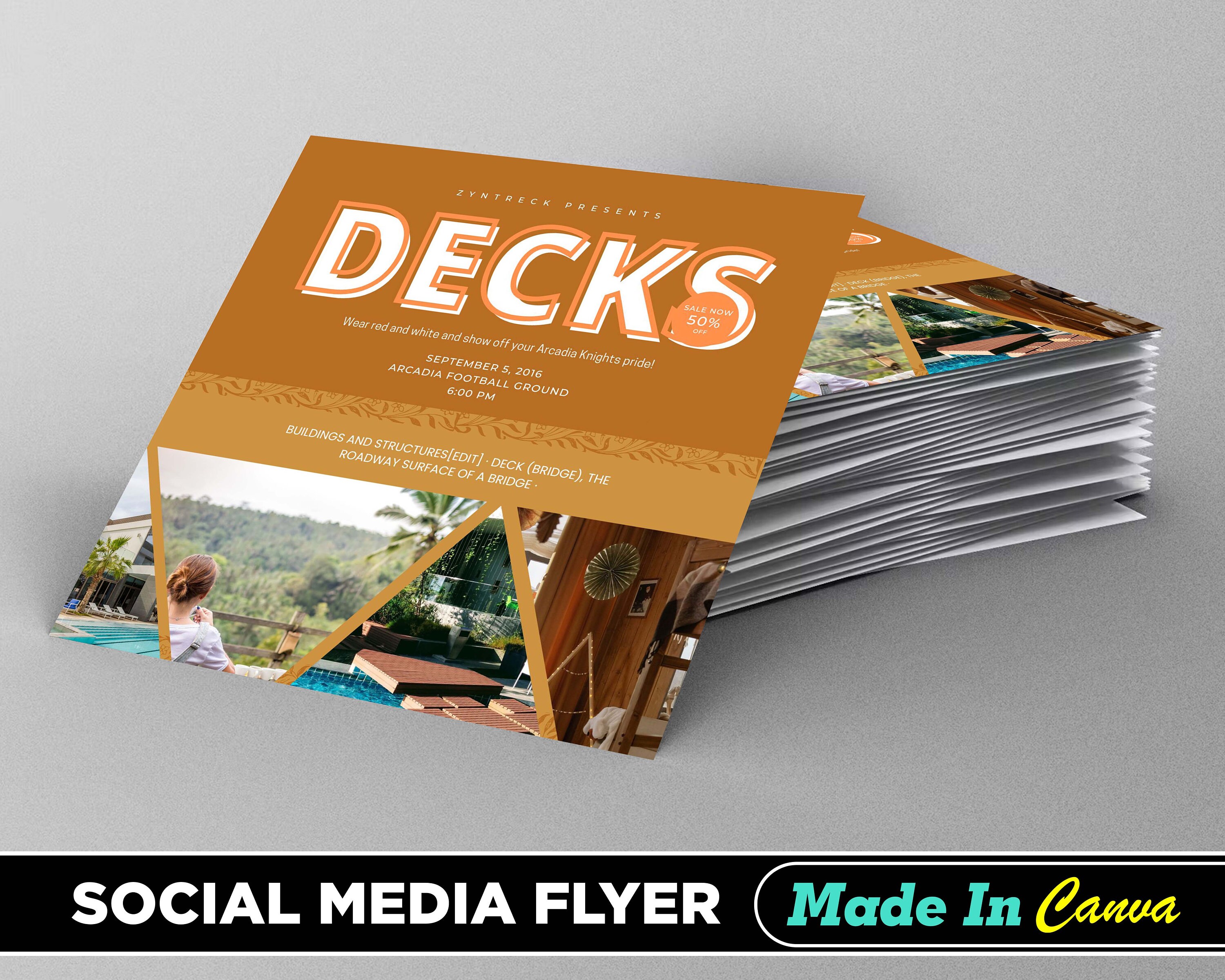 Decks Flyer, DIY Canva Decks Flyer Template, Editable Social Media ...