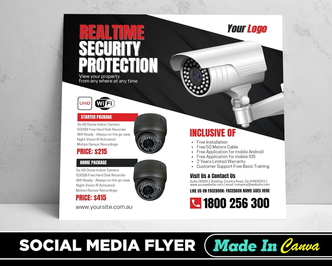 CCTV Camera Flyer, DIY CCTV Camera Shop Flyer Template, Editable Canva ...