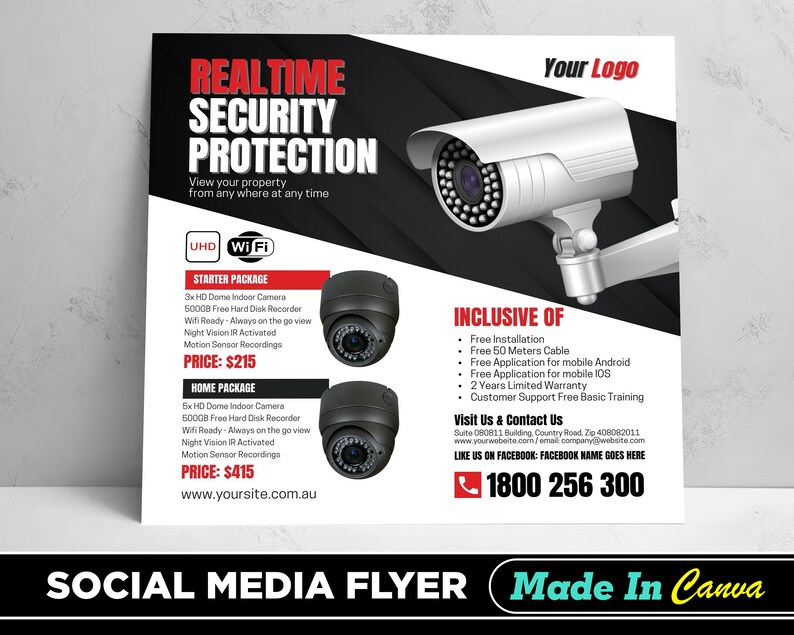 CCTV Camera Flyer, DIY CCTV Camera Shop Flyer Template, Editable Canva ...