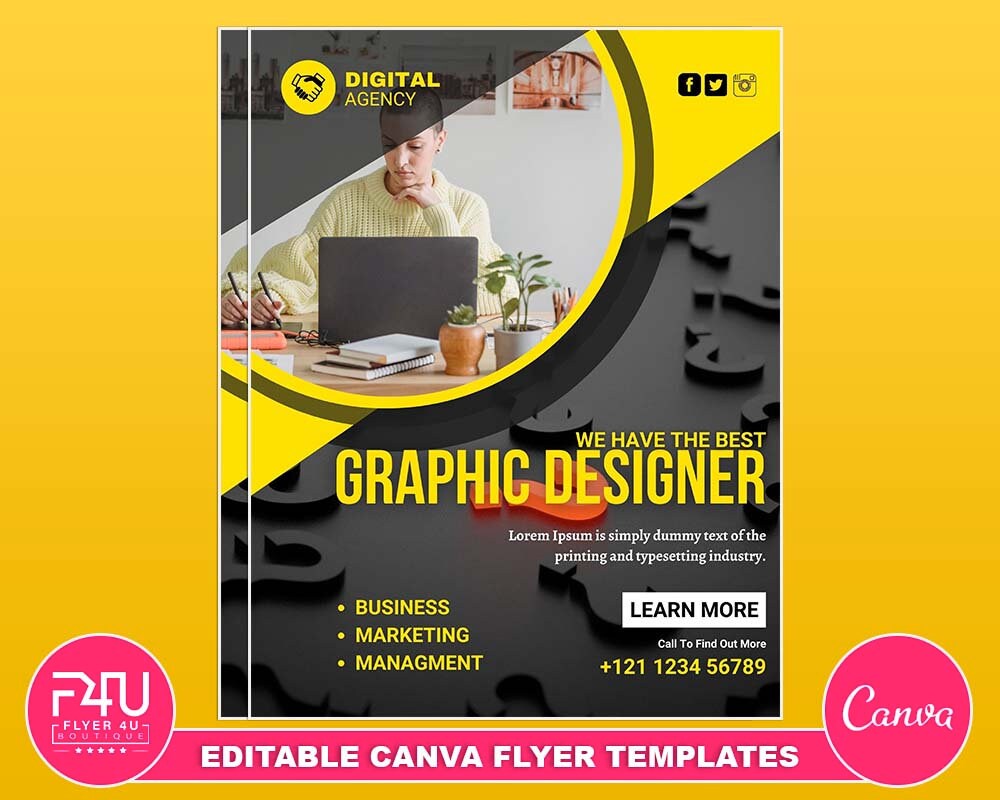 Graphic Design Flyer, DIY Canva Graphic Design Flyer Template 2022 ...
