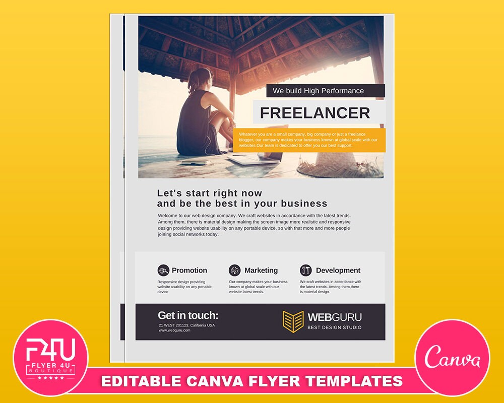 Freelance Writer Flyer, DIY Canva Freelance Writer Flyer Template 2022 ...