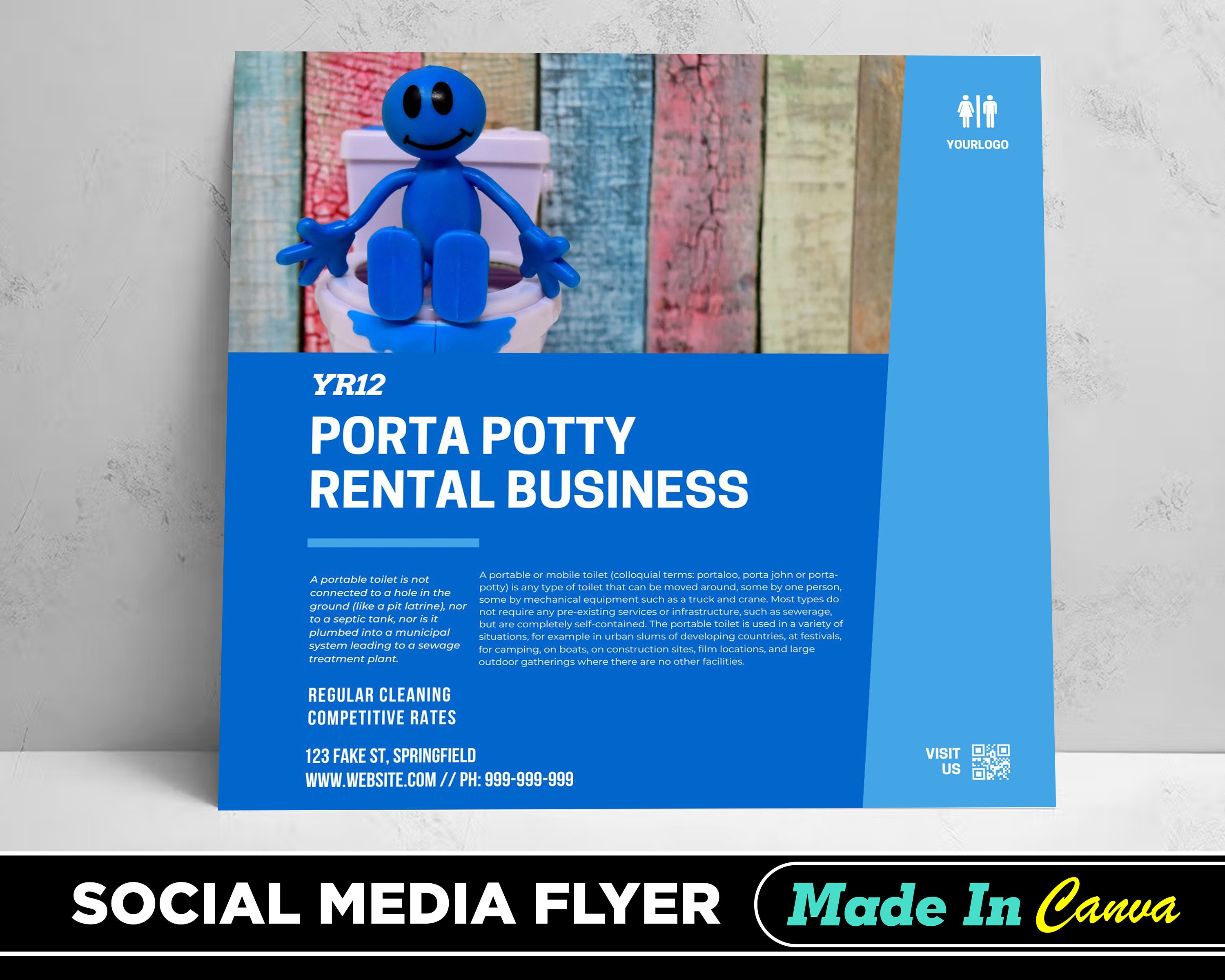 Porta Potty Rental Business Flyer, DIY Canva Porta Potty Rental ...