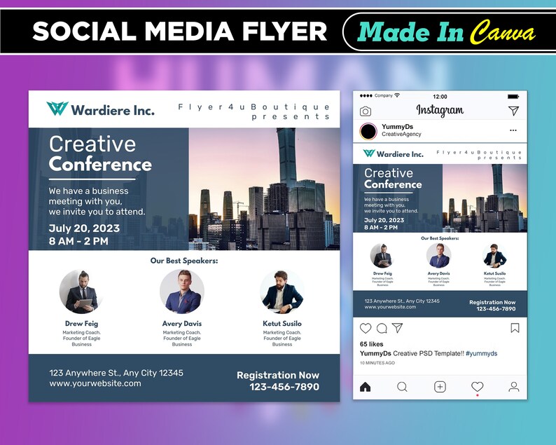 Creative Conference Flyer, DIY Canva Creative Conference Flyer Template ...