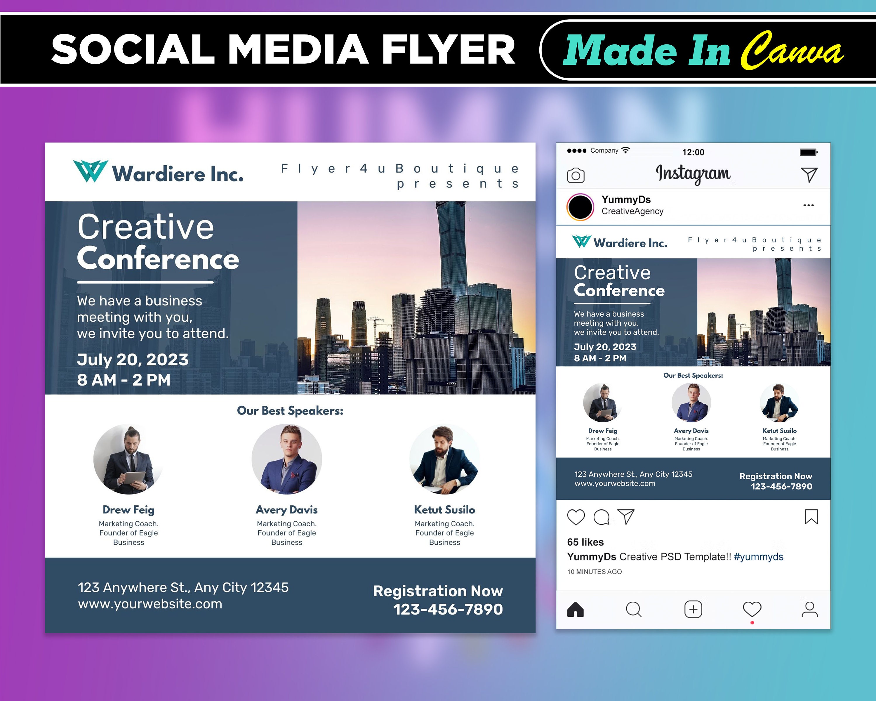Creative Conference Flyer, DIY Canva Creative Conference Flyer Template ...