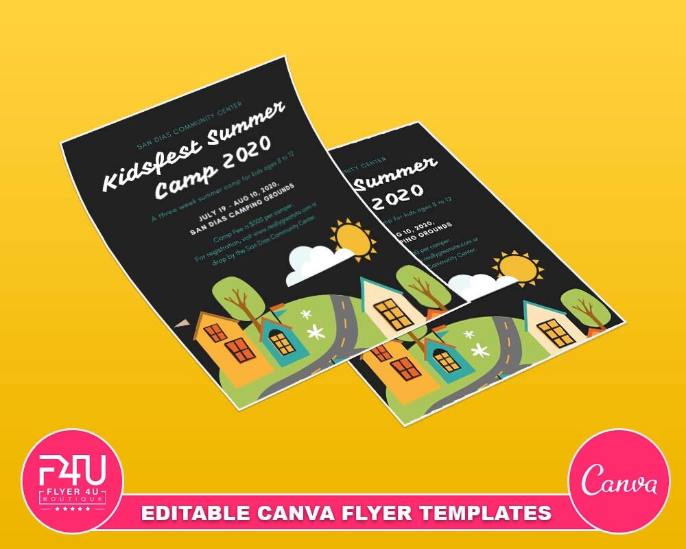 Kids Summer Camp Flyer, DIY Canva Kids Summer Camp Templates, Editable ...