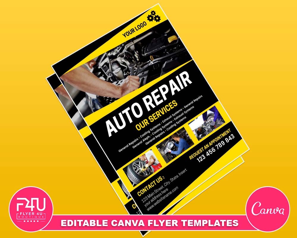 Mechanic Flyer, DIY Canva Mechanic Flyer, Editable Canva US Letter Size ...