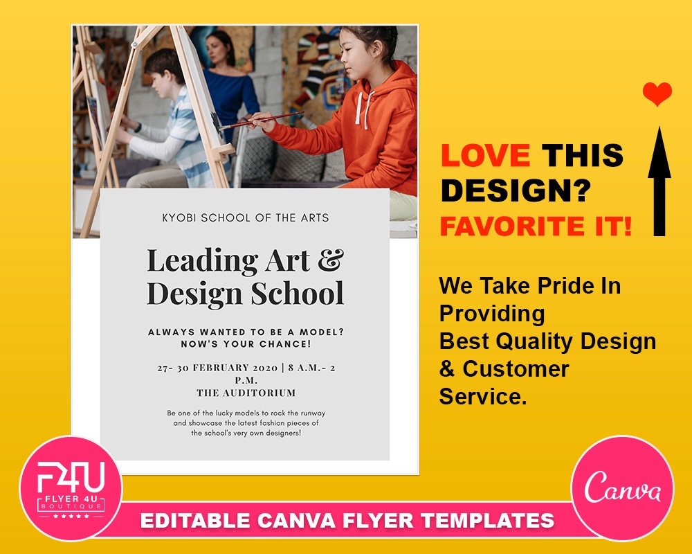 Art & Design School Flyer, Editable DIY US Letter Size Flyer Template ...