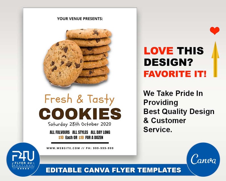 Cookies Flyer, DIY Canva Cookies Flyer Template 2022, Editable Canva US ...