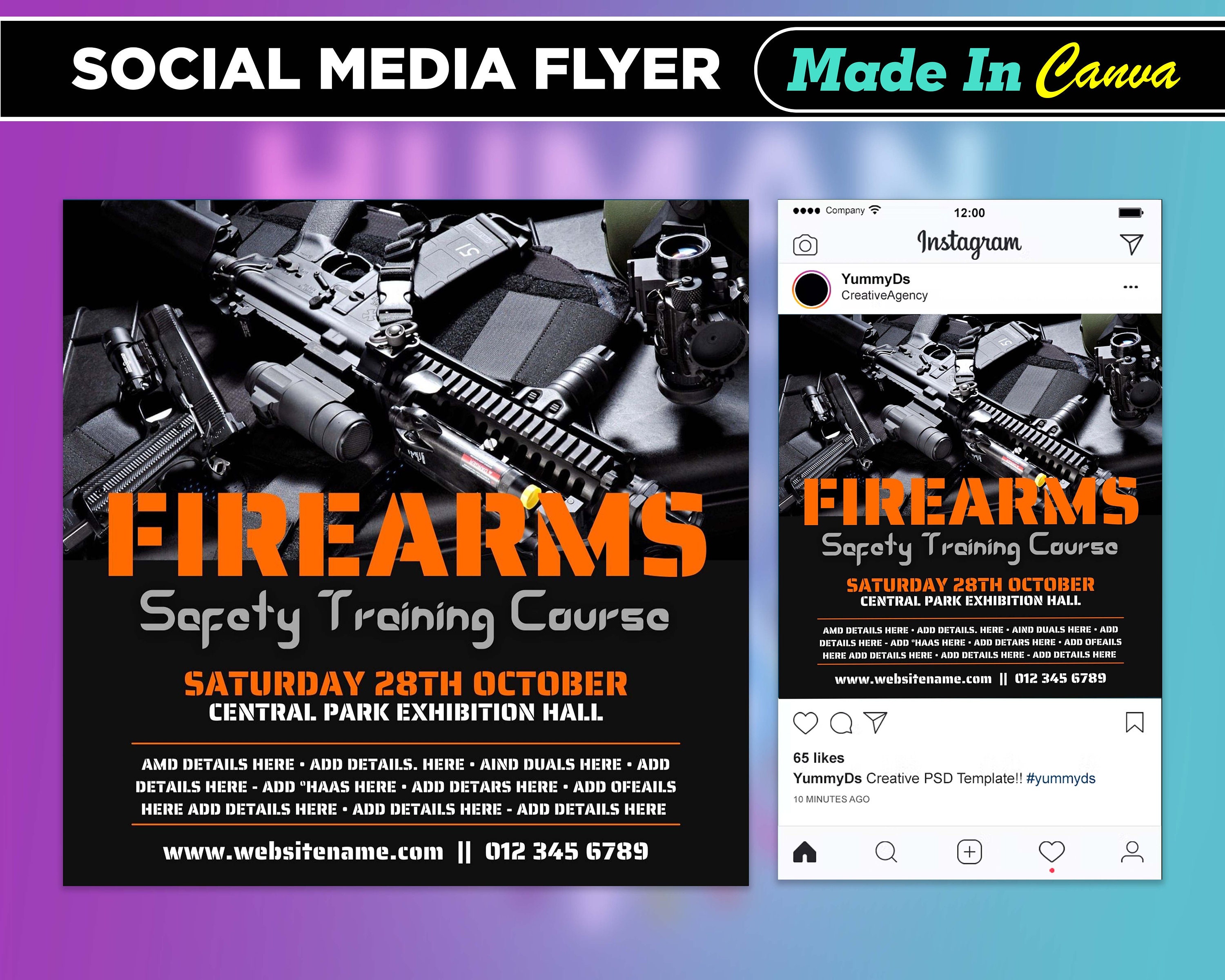 Firearms Training Flyer, DIY Canva Firearms Training Flyer Template ...