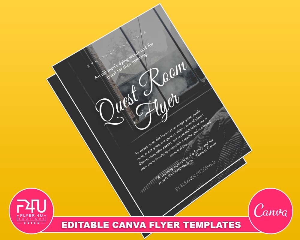 Quest Room Flyer, DIY Canva Quest Room Flyer Template, Editable Canva ...