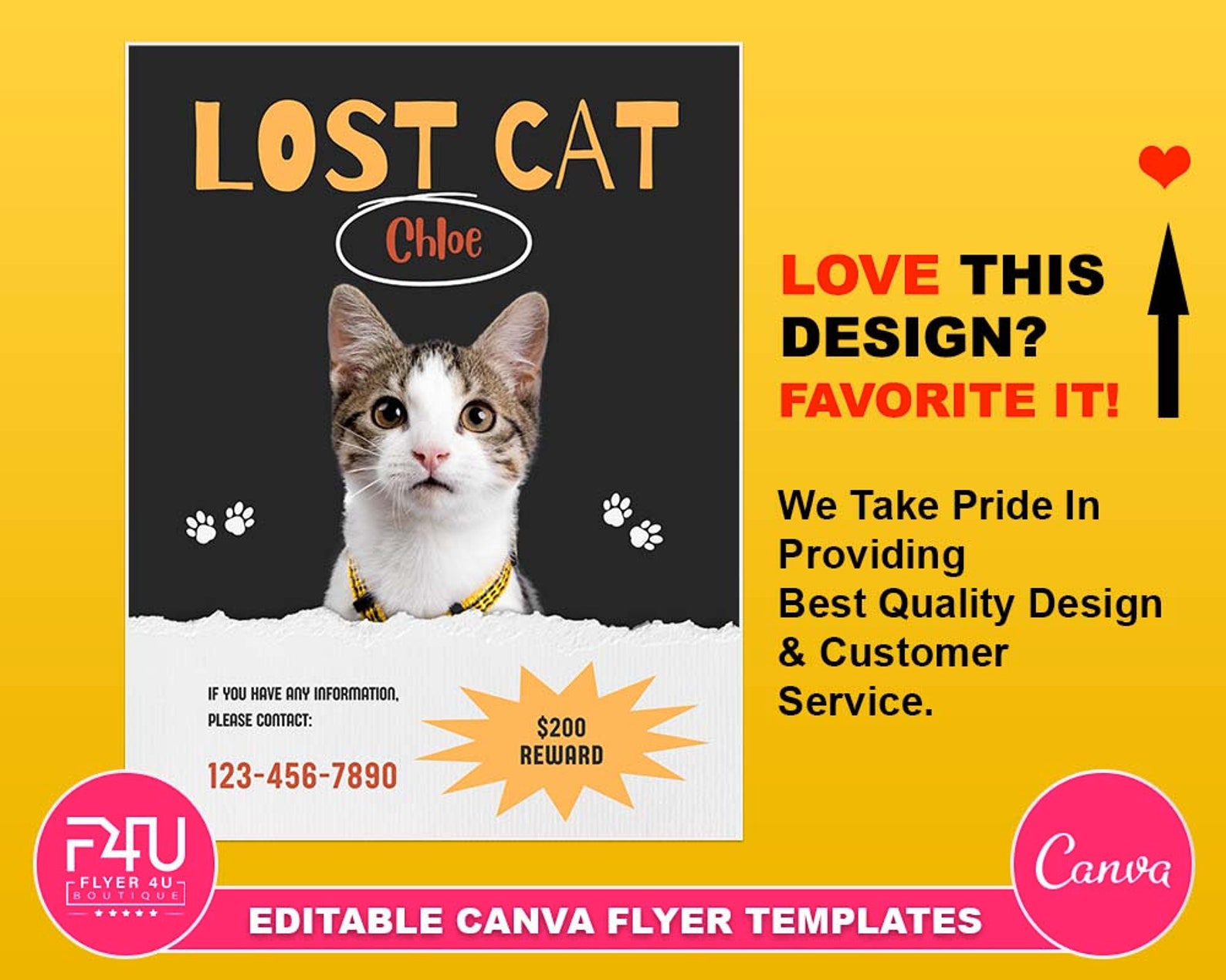 Missing Cat Flyer, DIY Canva Missing Cat Templates, Editable Canva US ...