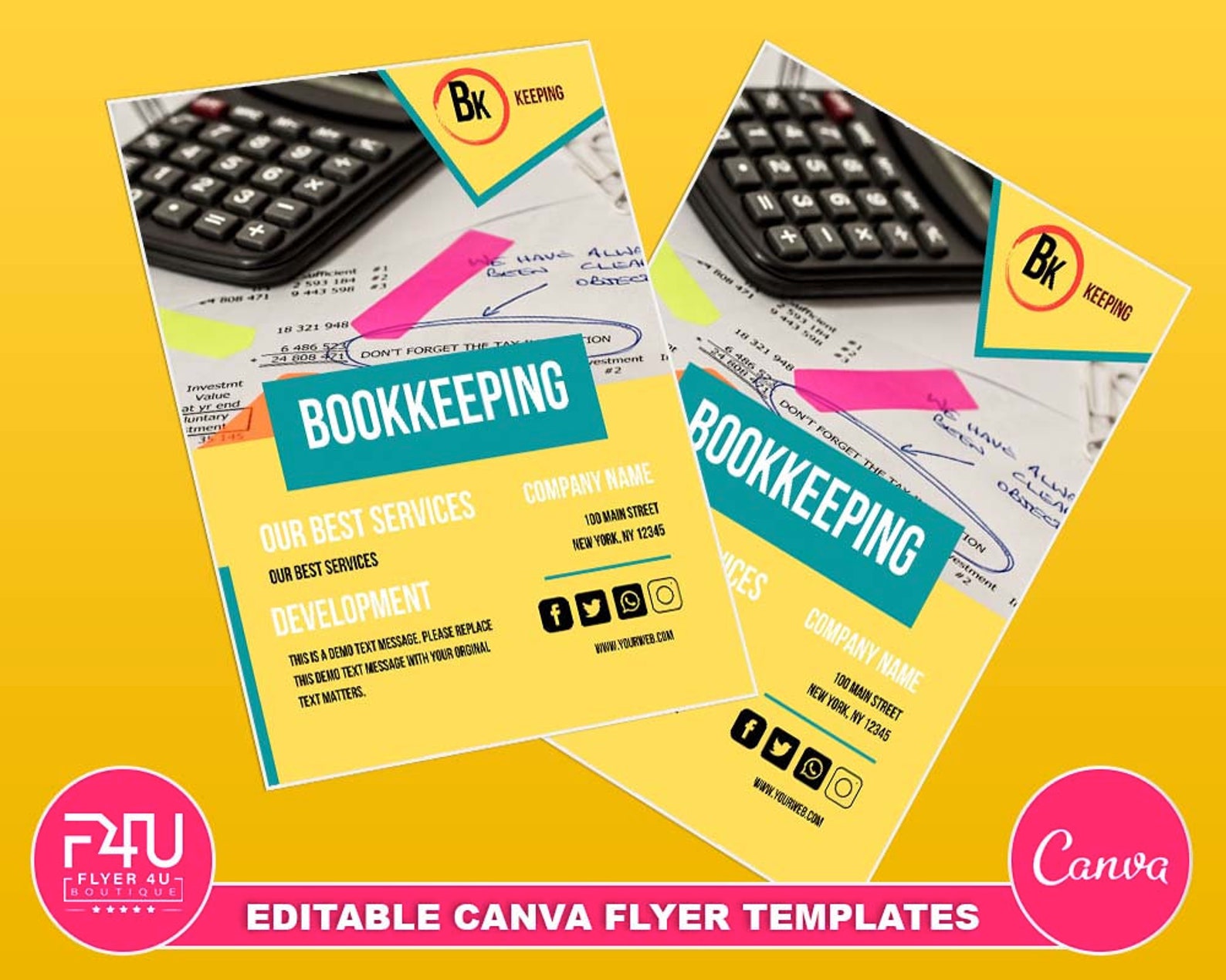 Bookkeeping Flyer, DIY Canva Bookkeeping Flyer Template 2022, Editable ...
