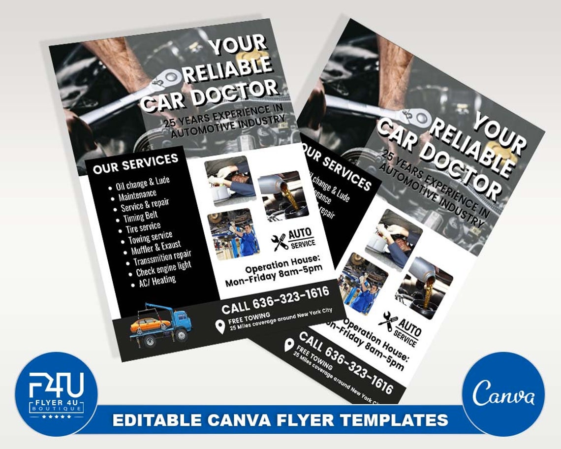 Auto Mobile Flyer, DIY Canva Auto Mobile Flyer Template 2022, Editable ...