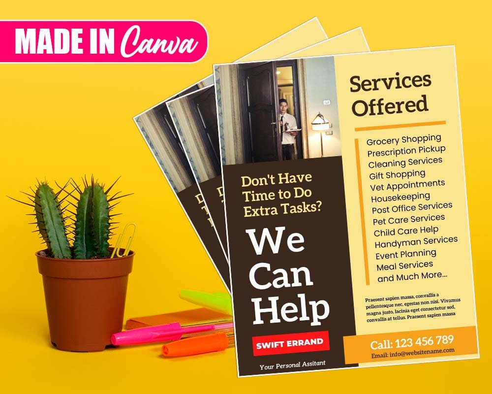 Errand Service Flyer, DIY Canva Errand Service Flyer Template, Editable Canva US Letter Size ...