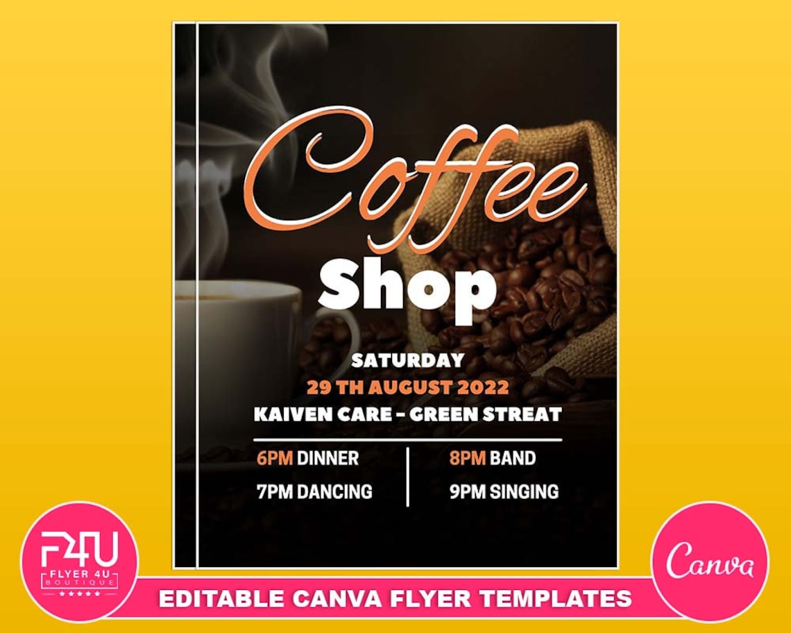 Coffee Shop Flyer DIY Canva Coffee Shop Flyer Editable Canva - Etsy