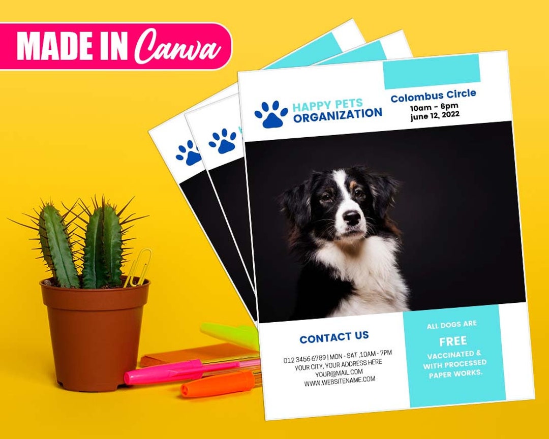 Pet Adoption Flyer, DIY Canva Pet Adoption Flyer, Editable Canva US ...