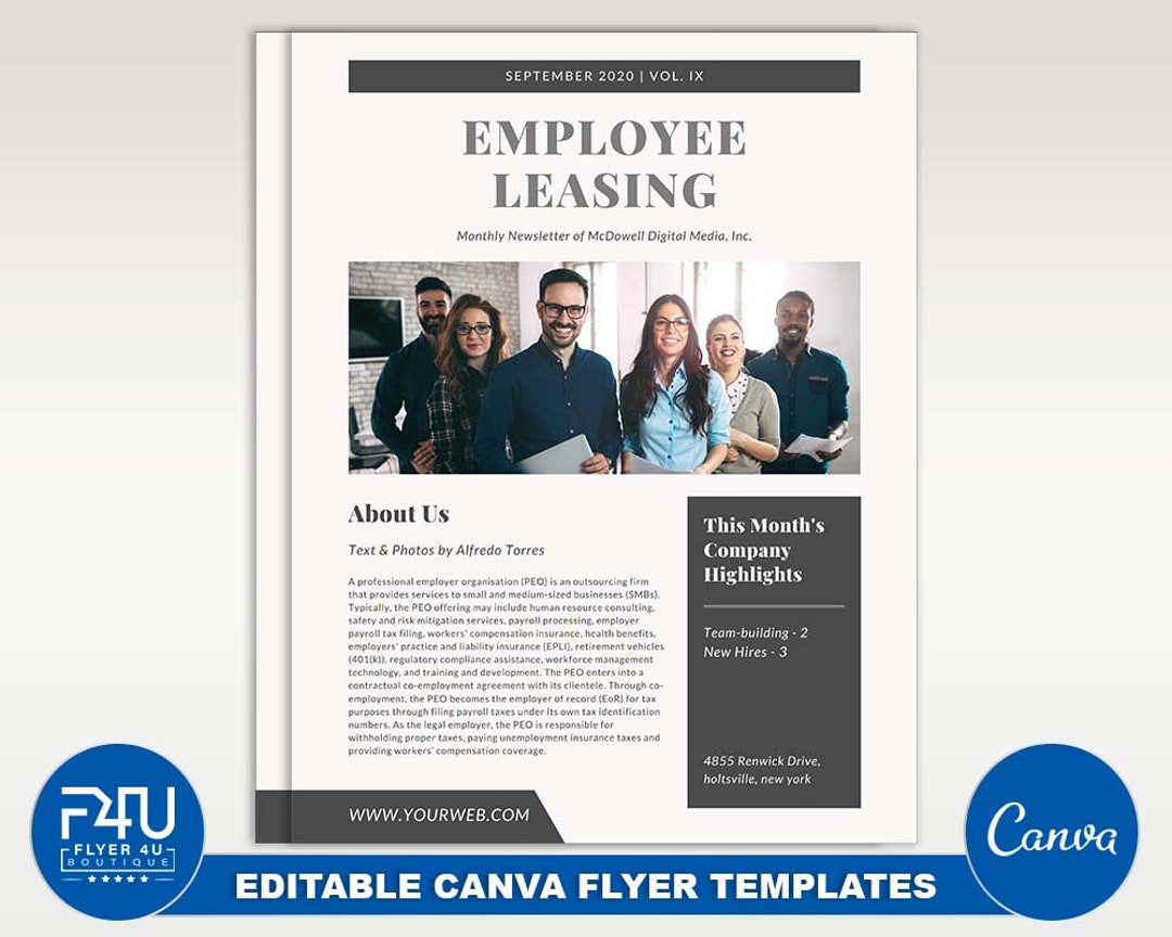 Employee Leasing Flyer DIY Canva Employee Leasing Flyer - Etsy