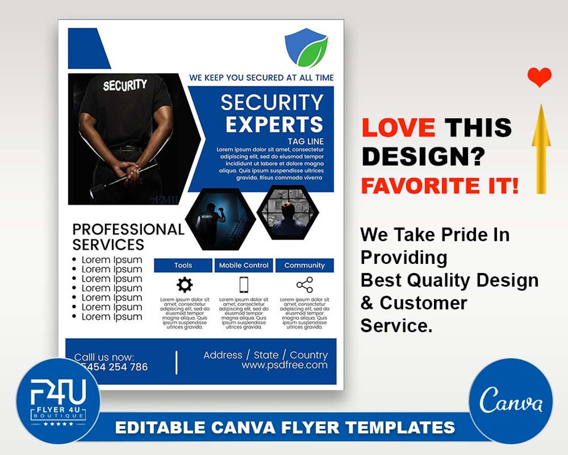Security Service Flyer DIY Canva Security Service Flyer | Etsy