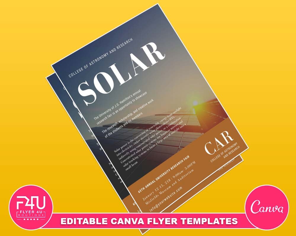 Solar Flyer, DIY Canva Solar Templates, Editable Canva US Letter Size ...