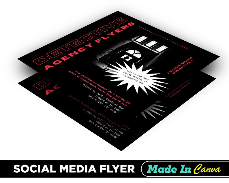 Detective Agency Flyer, DIY Canva Detective Flyer Template 2022 ...