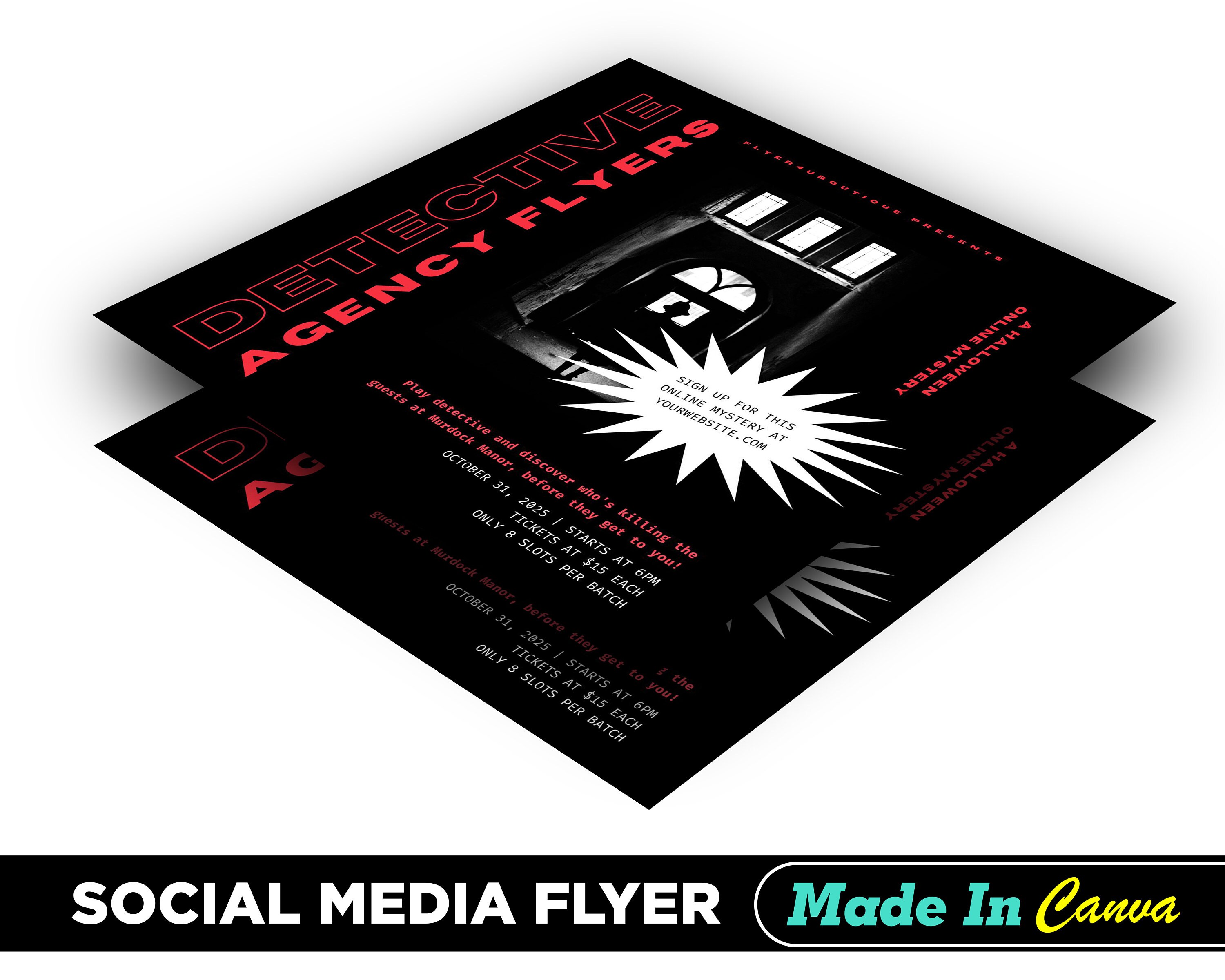 Detective Agency Flyer, DIY Canva Detective Flyer Template 2022 ...