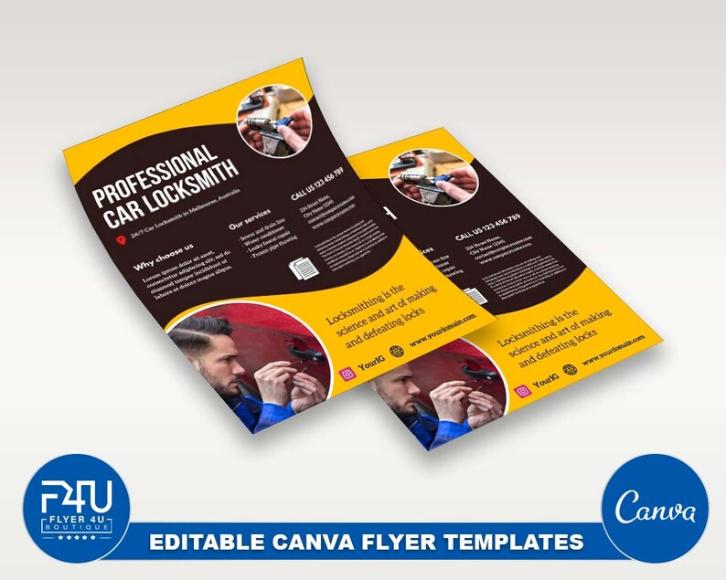 Locksmith Service Flyer DIY Canva Locksmith Service Flyer | Etsy