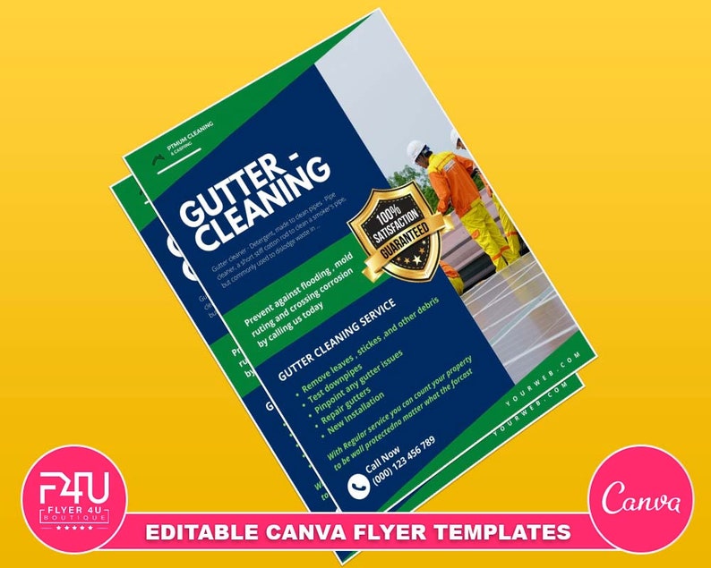 Gutter Cleaning Flyer, DIY Canva Gutter Cleaning Flyer Template 2022 ...
