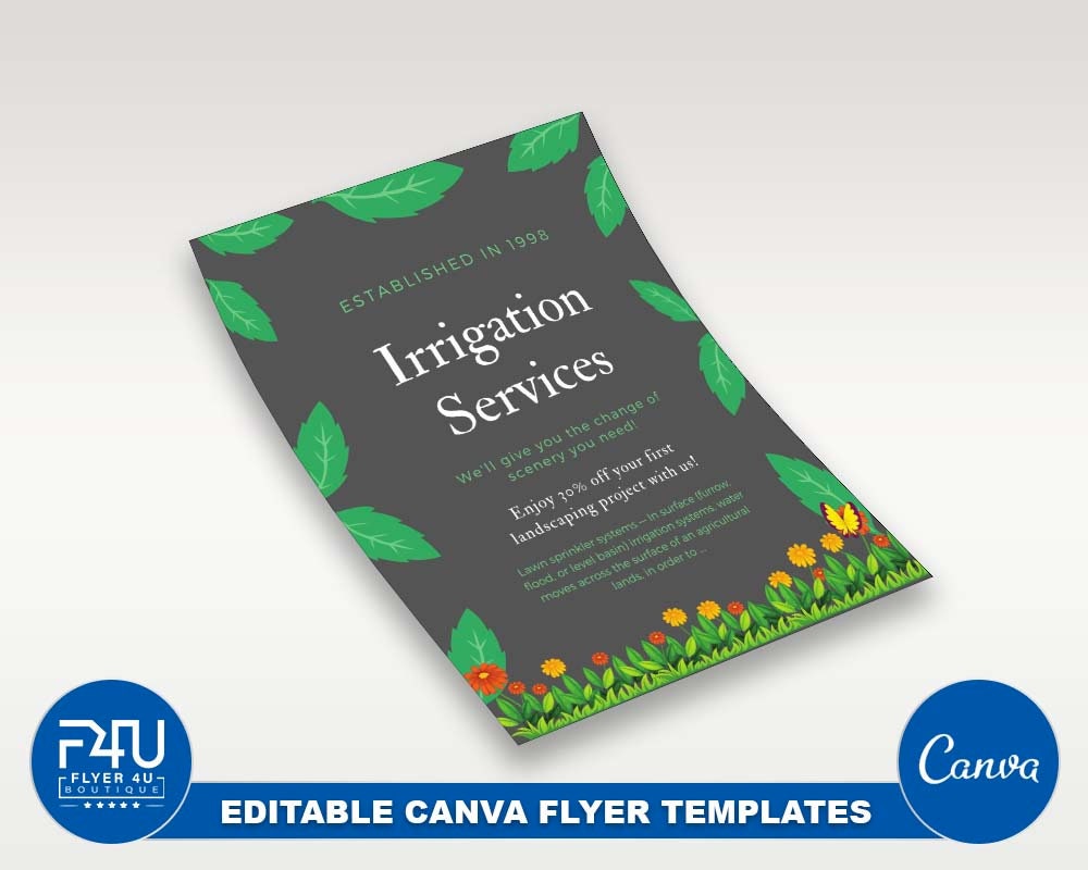 Irrigation Services Flyer DIY Canva Irrigation Servicesflyer - Etsy