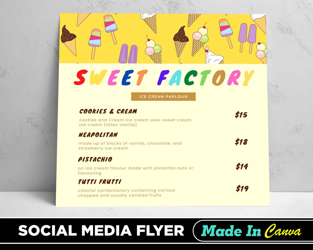 Sweet Factory Flyer, DIY Canva Sweet Factory Flyer Template, Editable ...