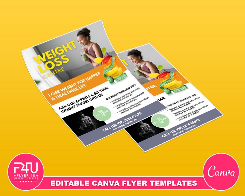 Weight Loss Center Flyer, DIY Canva Weight Loss Center Flyer Template ...