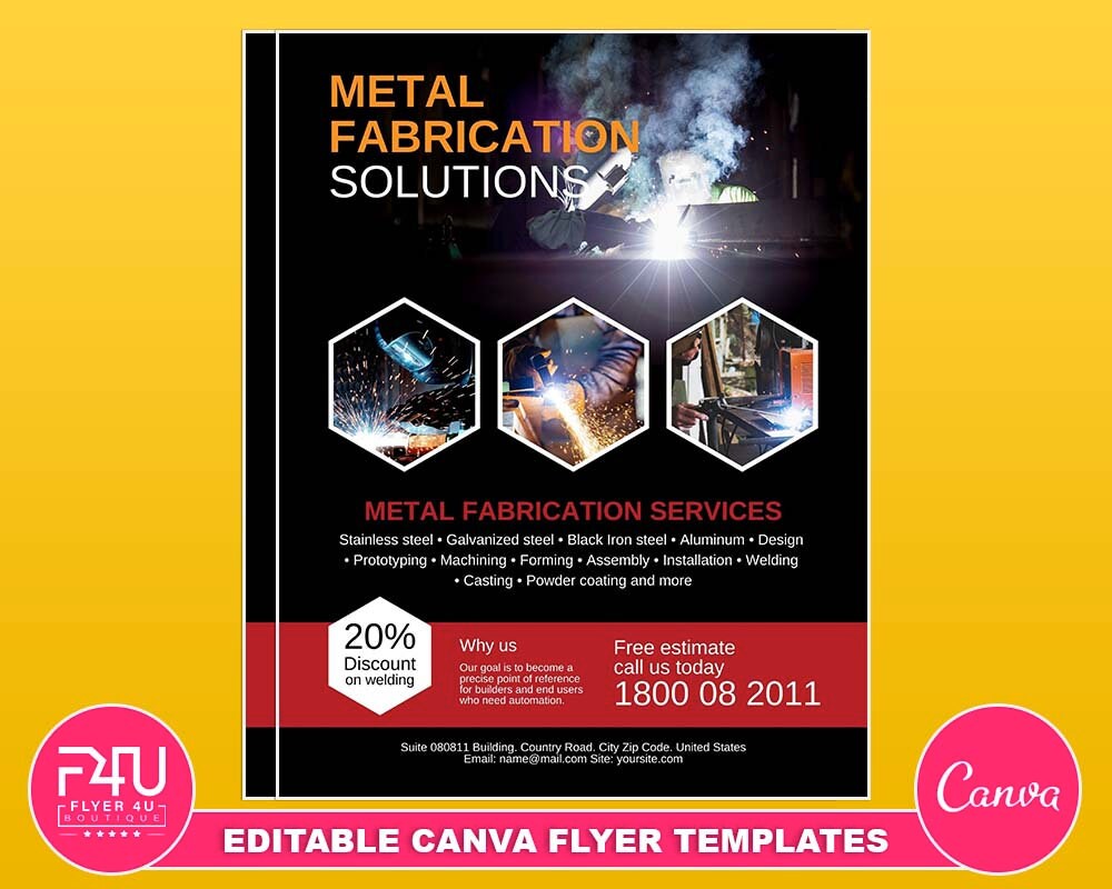 Metal Work Service Flyer, DIY Canva Metal Work Service Flyer 2022 ...