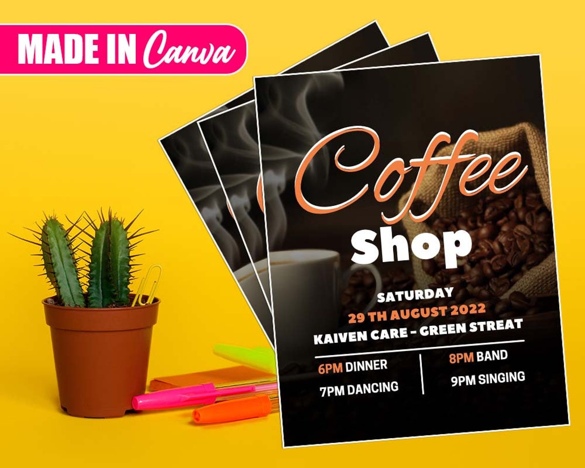 Coffee Shop Flyer DIY Canva Coffee Shop Flyer Editable Canva | Etsy