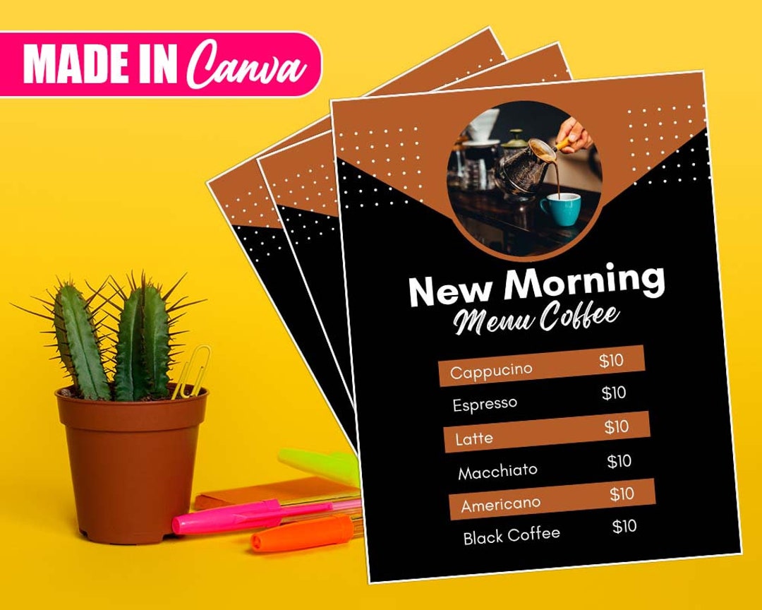 New Morning Menu Coffee Flyer, DIY Canva New Morning Menu Coffee ...